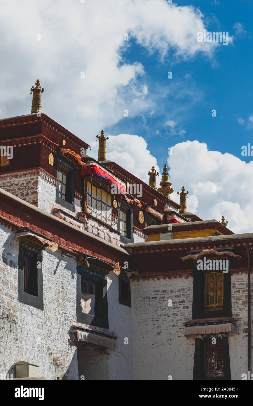 Architectural detail of Drepung monastery. The monastery is the largest ...