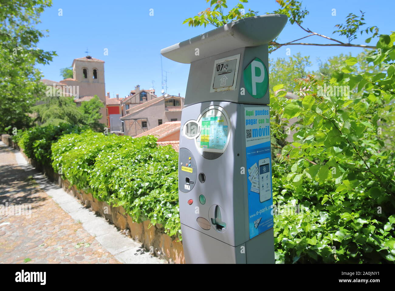 Street car parking meter machine Segovia Spain Stock Photo - Alamy