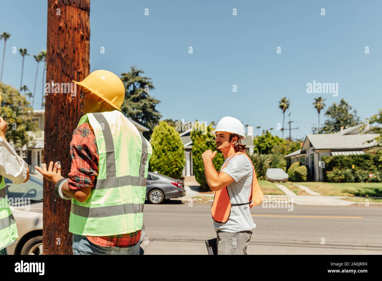 Workers on a job site Stock Photo - Alamy