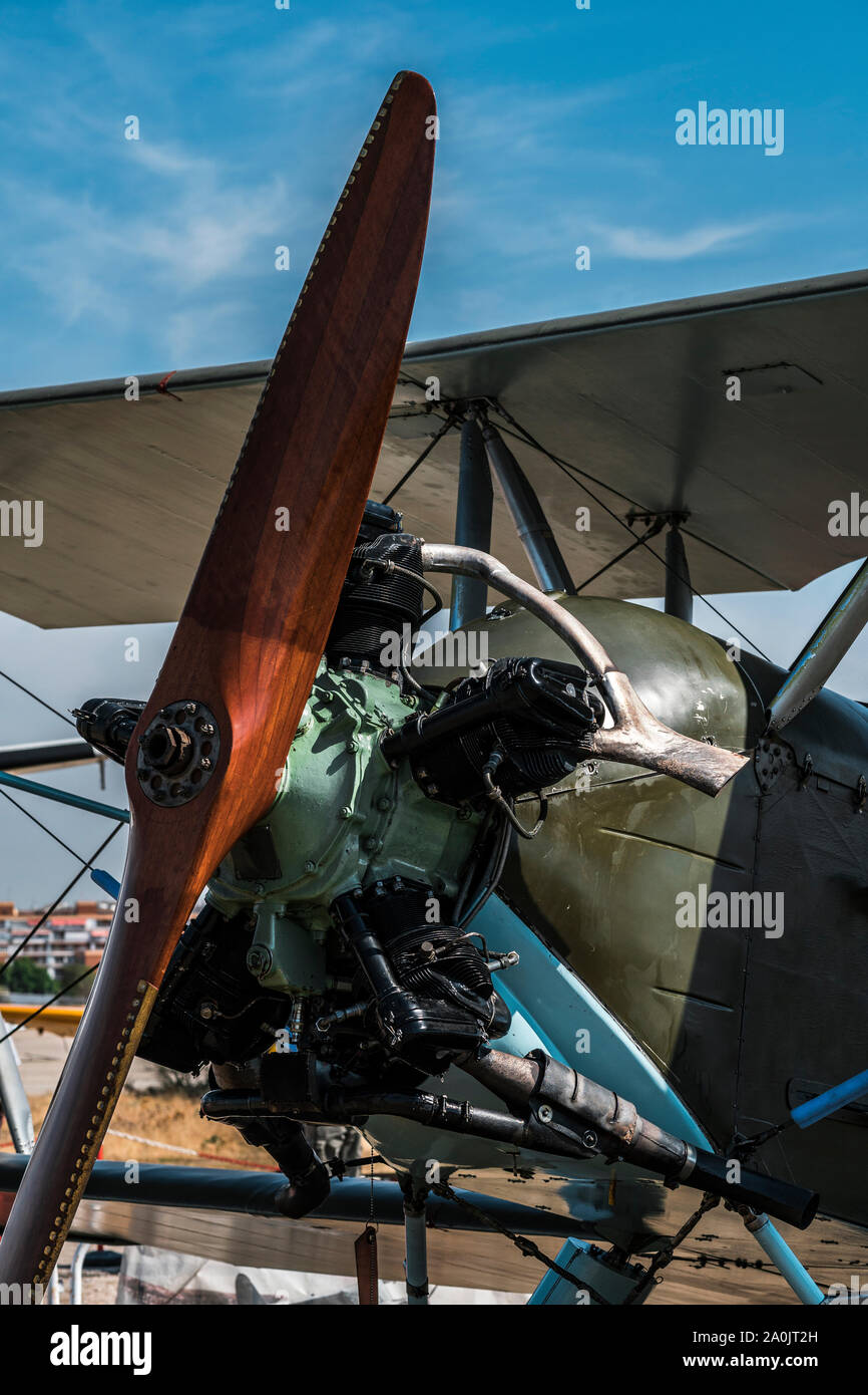 Side view of Polikarpov Po 2 Historic aircraft with propeller front ...