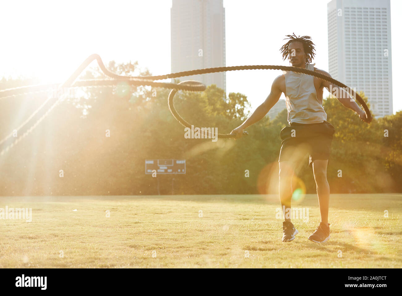 Workout battle ropes african american hi-res stock photography and ...
