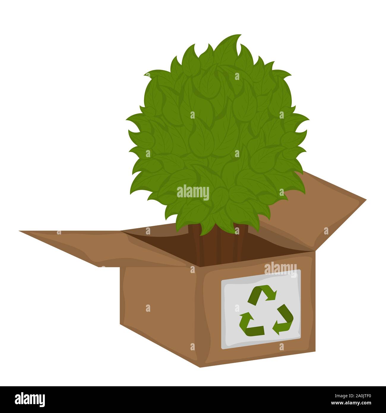 Tree in a carton box. Recycling concept - VEctor Stock Vector Image ...