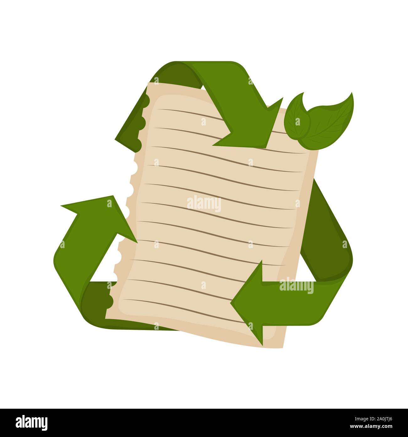 Sheet paper in a recycling symbol - Vector illustration Stock Vector ...