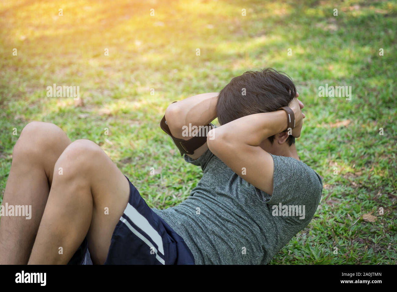 Athletic man outdoor abs hi-res stock photography and images - Alamy