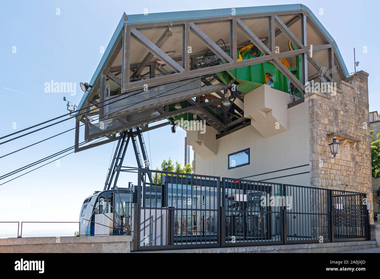 Cable Car at Upper Funivia Station in San Marino Stock Photo - Alamy