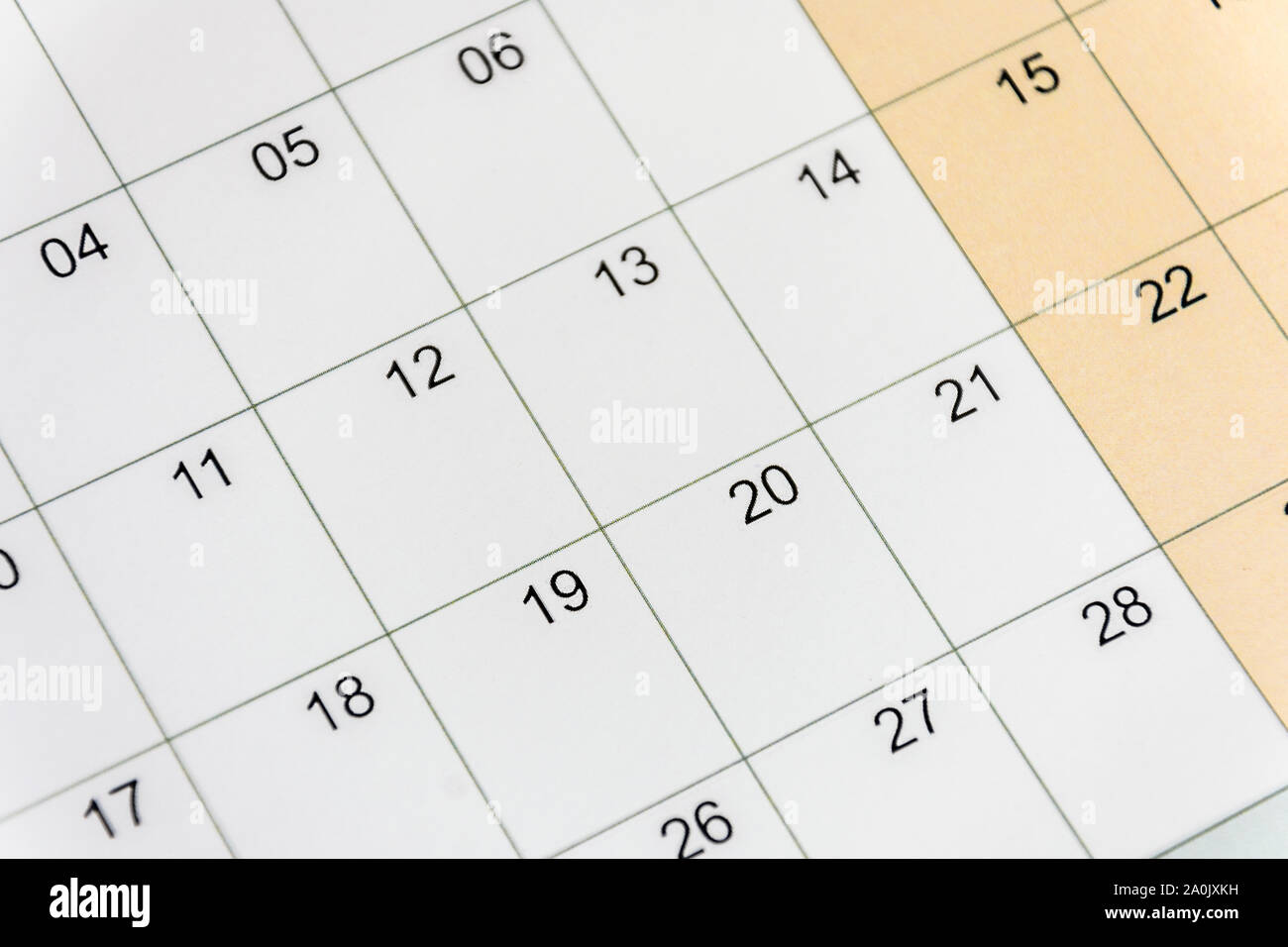 Calendar with numbers closeup. Mockup for design Stock Photo - Alamy