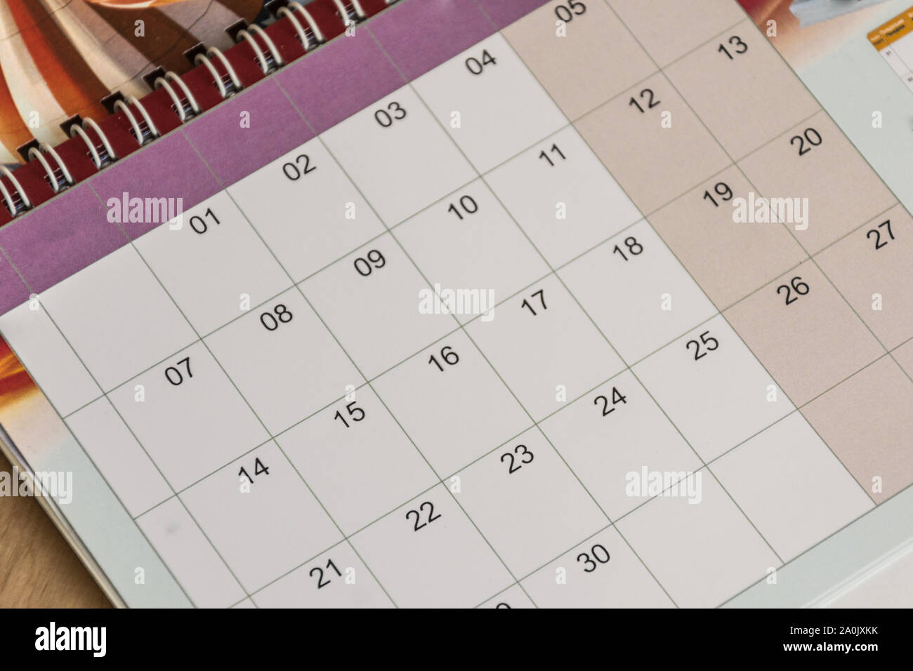 Calendar with numbers closeup. Mockup for design Stock Photo - Alamy