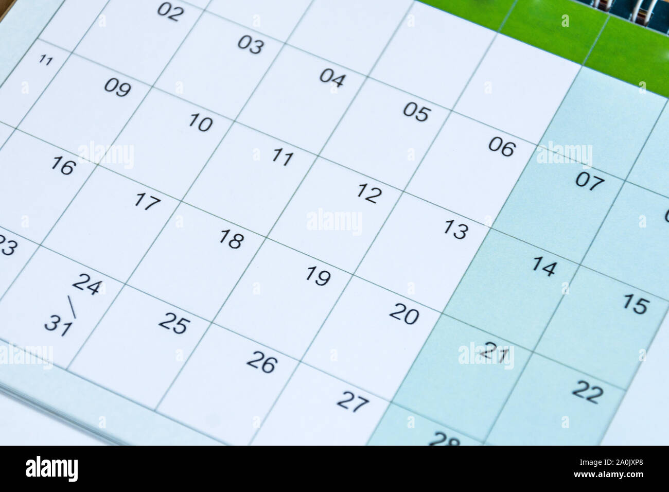Calendar with numbers closeup. Mockup for design Stock Photo - Alamy