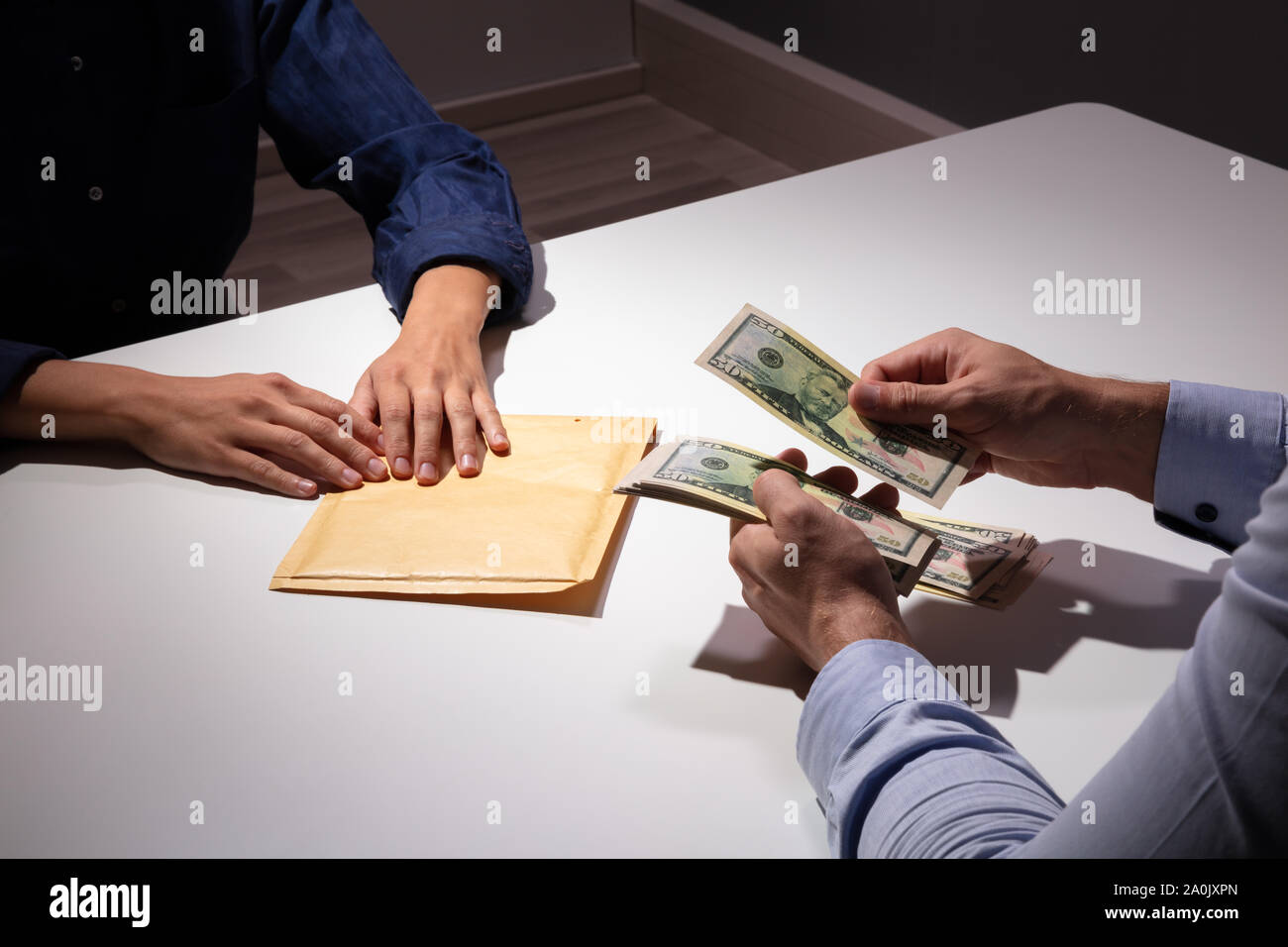 Businessman Counting The New Us Dollars Paper Money Received In Form Of ...
