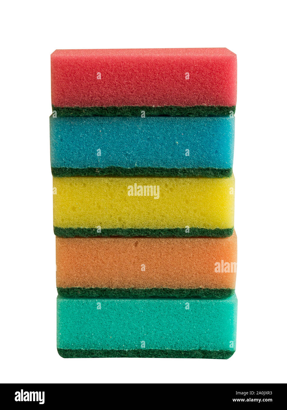 Stack of cleaning colorful sponges isolated on white background. Soft ...
