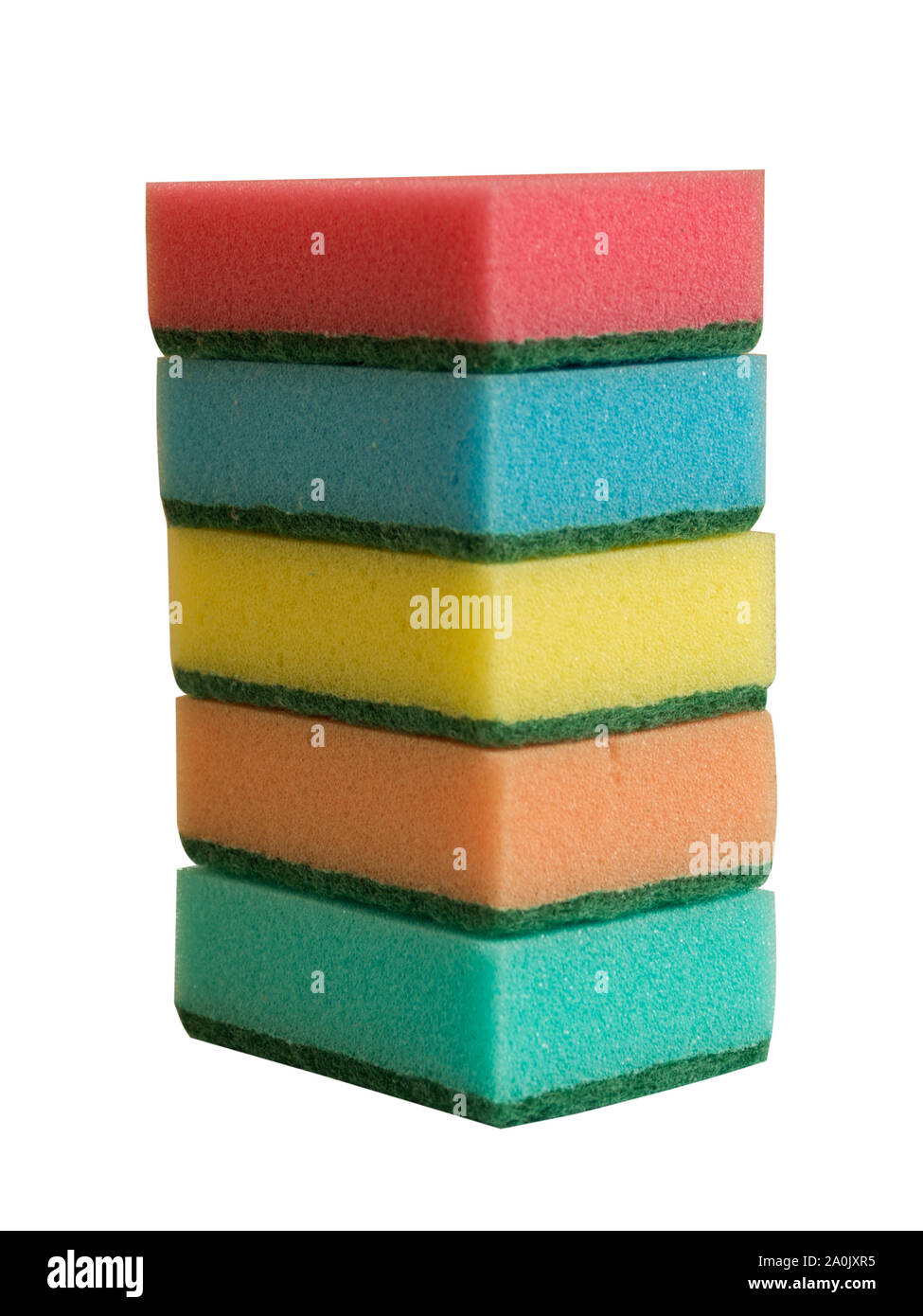 Stack of cleaning colorful sponges isolated on white background. Soft ...