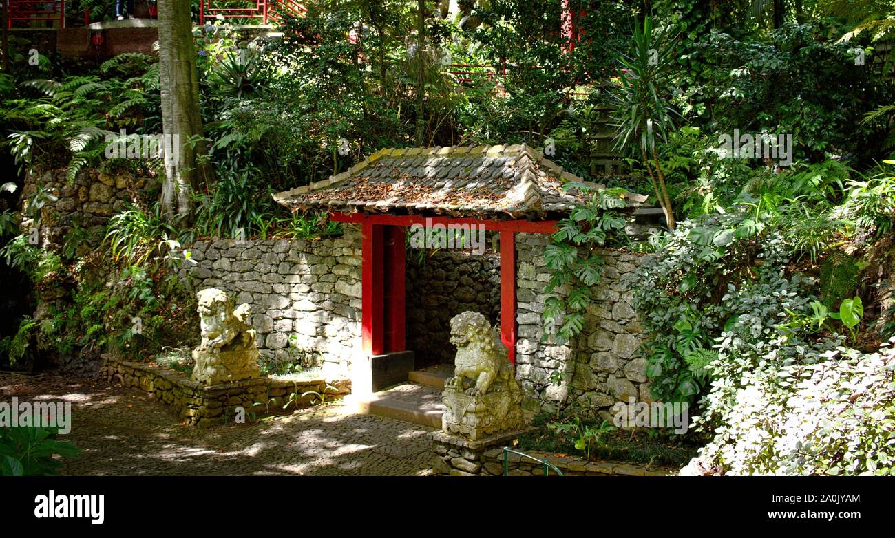 The entrance of a japanese garden in the forest (Funchal, Madeira ...