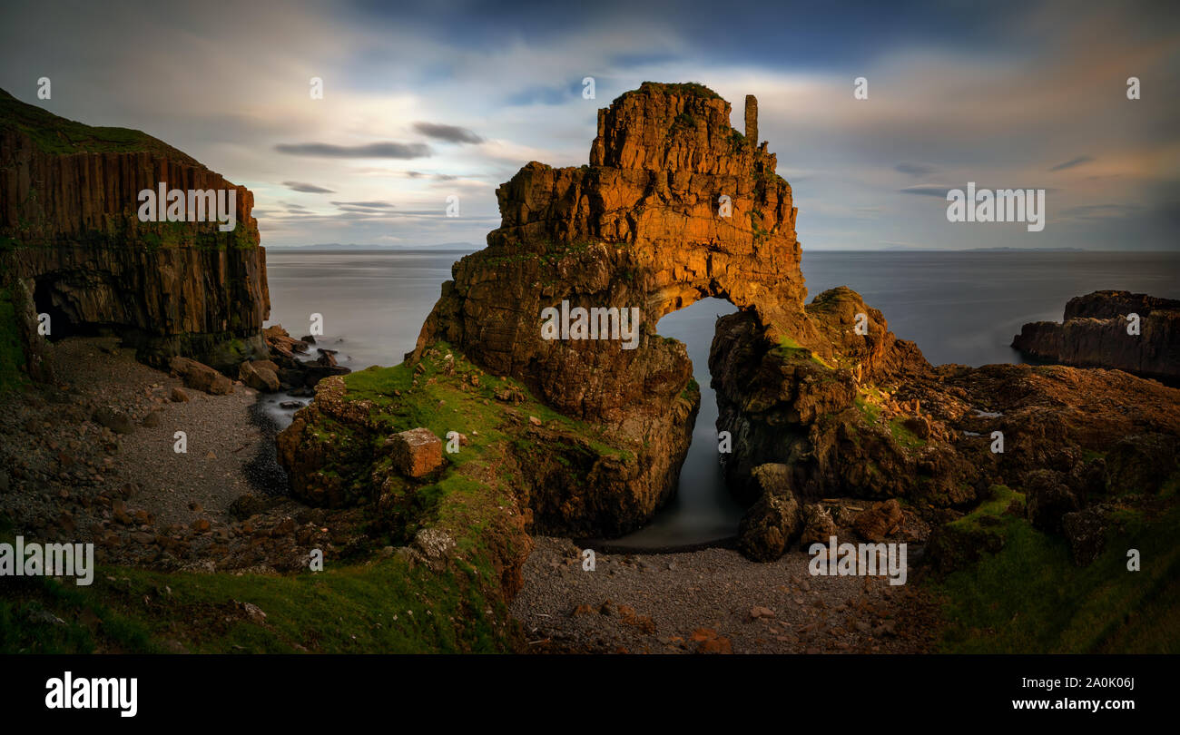 Carsaig Arches - rocks formation in sunset light, Isle of Mull ...