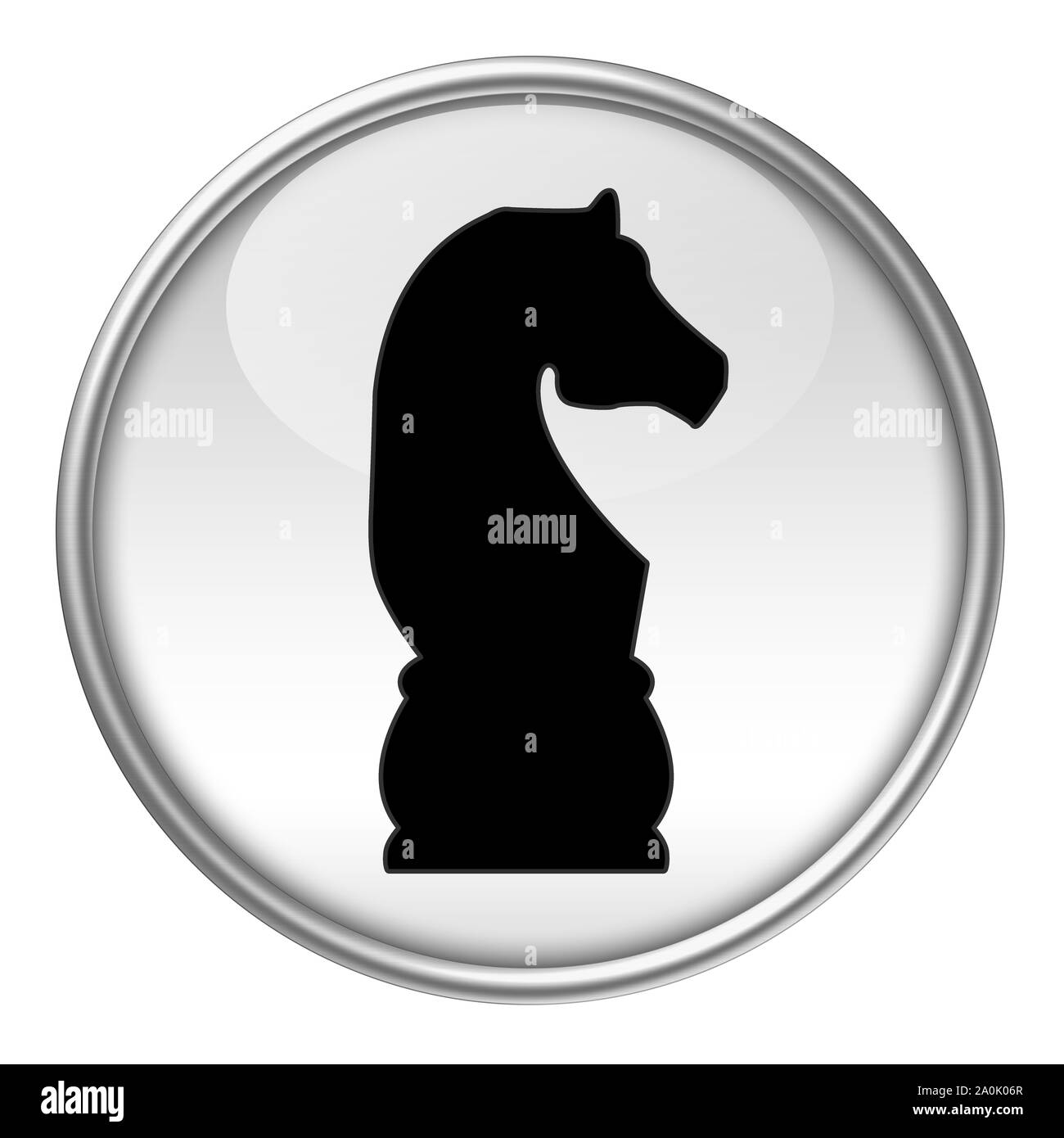 Button with black chess piece Stock Photo - Alamy
