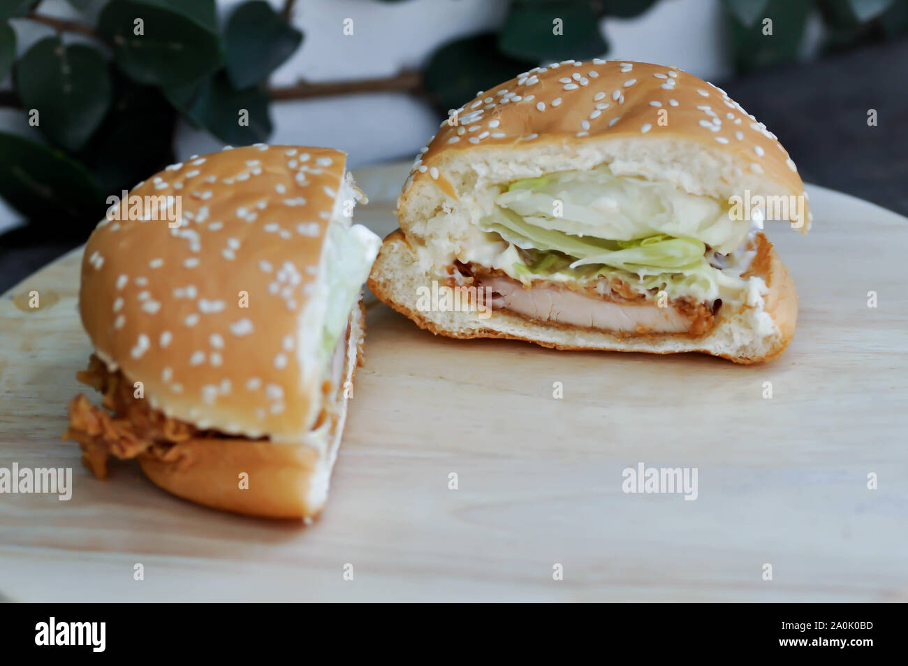 chicken burger or hamburger , bread with stuffed Stock Photo - Alamy