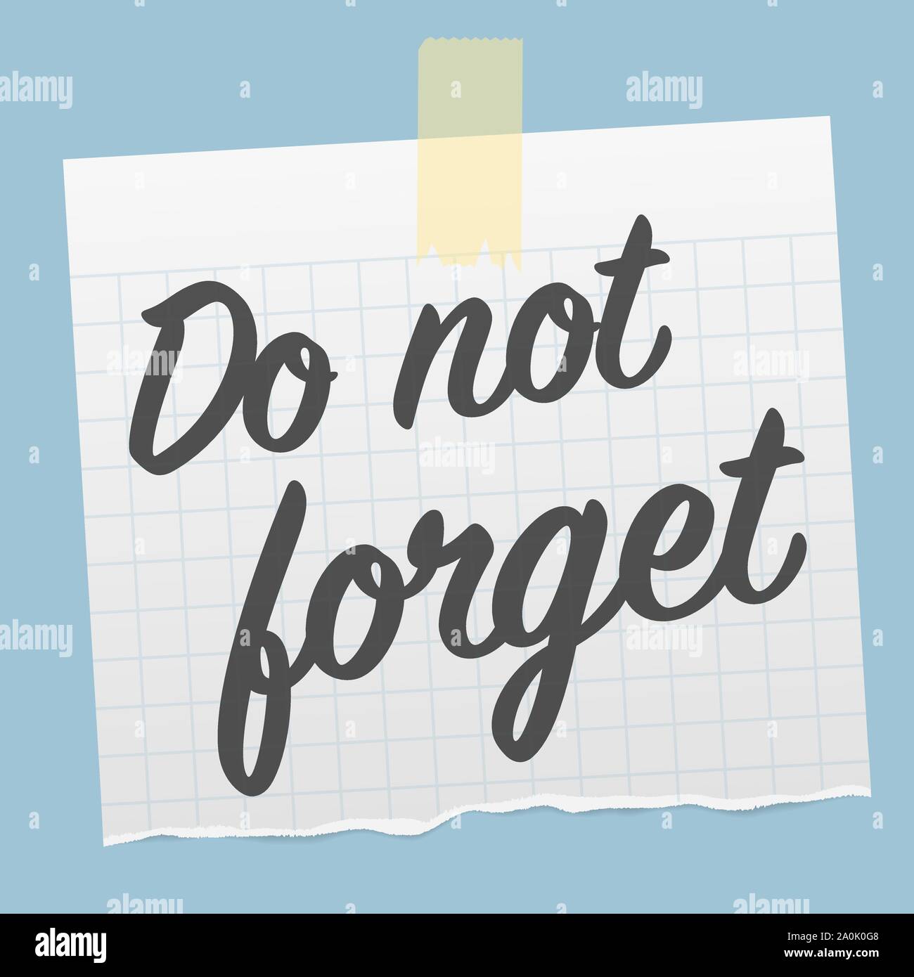 torn piece of note paper, memo with text DO NOT FORGET vector ...