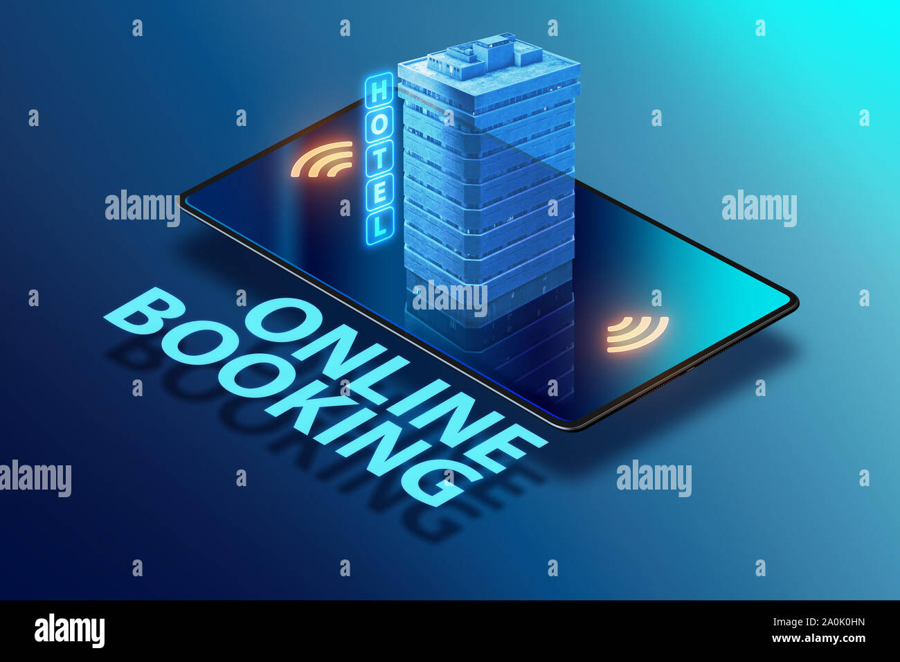 The online booking concept - 3d rendering Stock Photo - Alamy