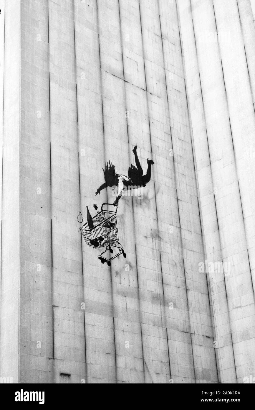 Banksy spray painting Black and White Stock Photos & Images - Alamy