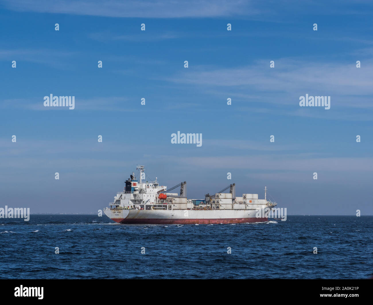 Dakar, Senegal - February 2, 2019: A large cargo ship sailed from the ...