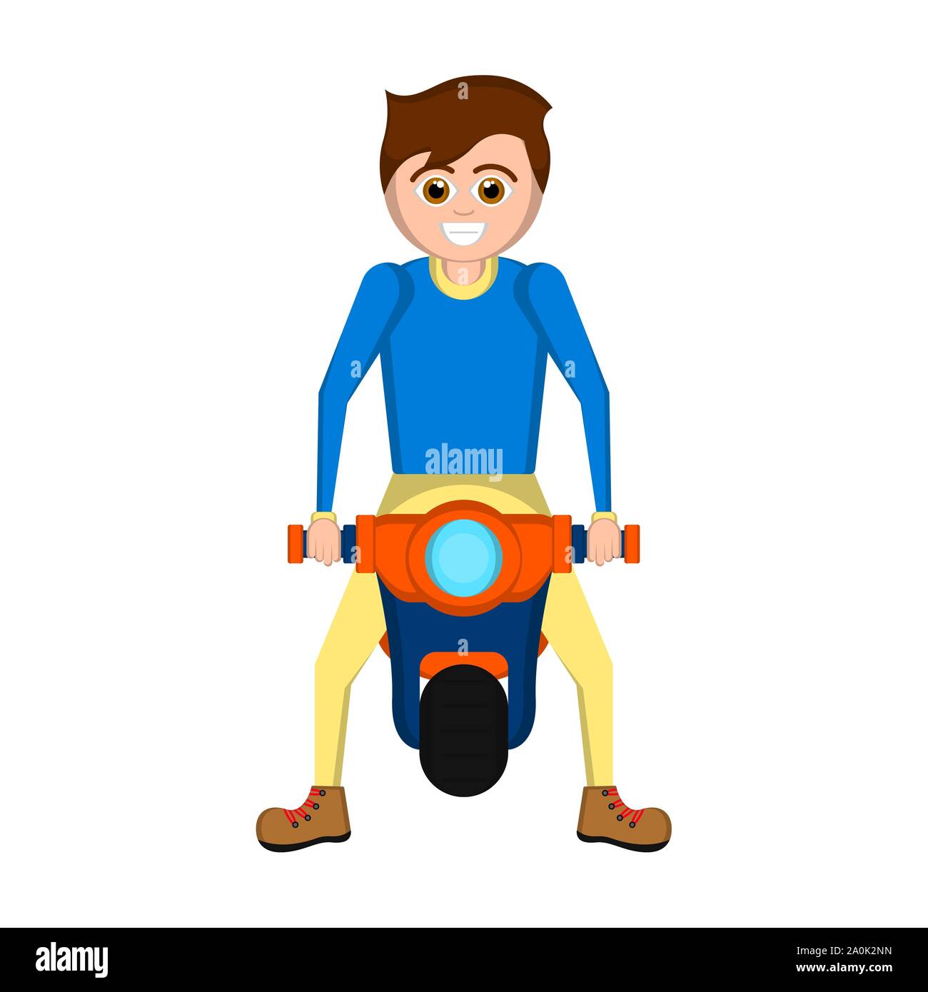 Young man on a motorcycle. Kidult conceptual illustration - Vector ...