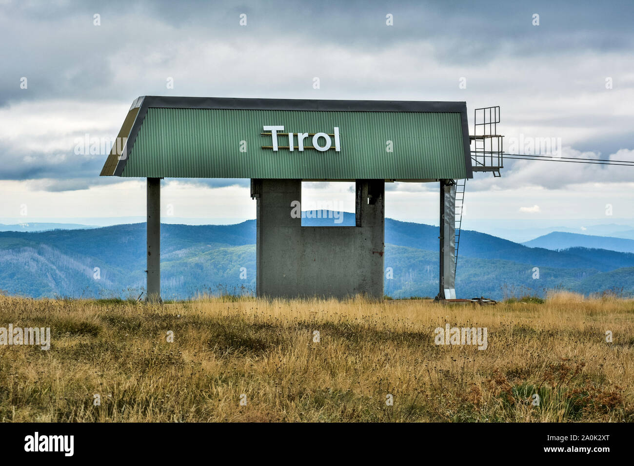 Mt Buller, Victoria, Australia – March 23, 2017. Old chairlift station ...