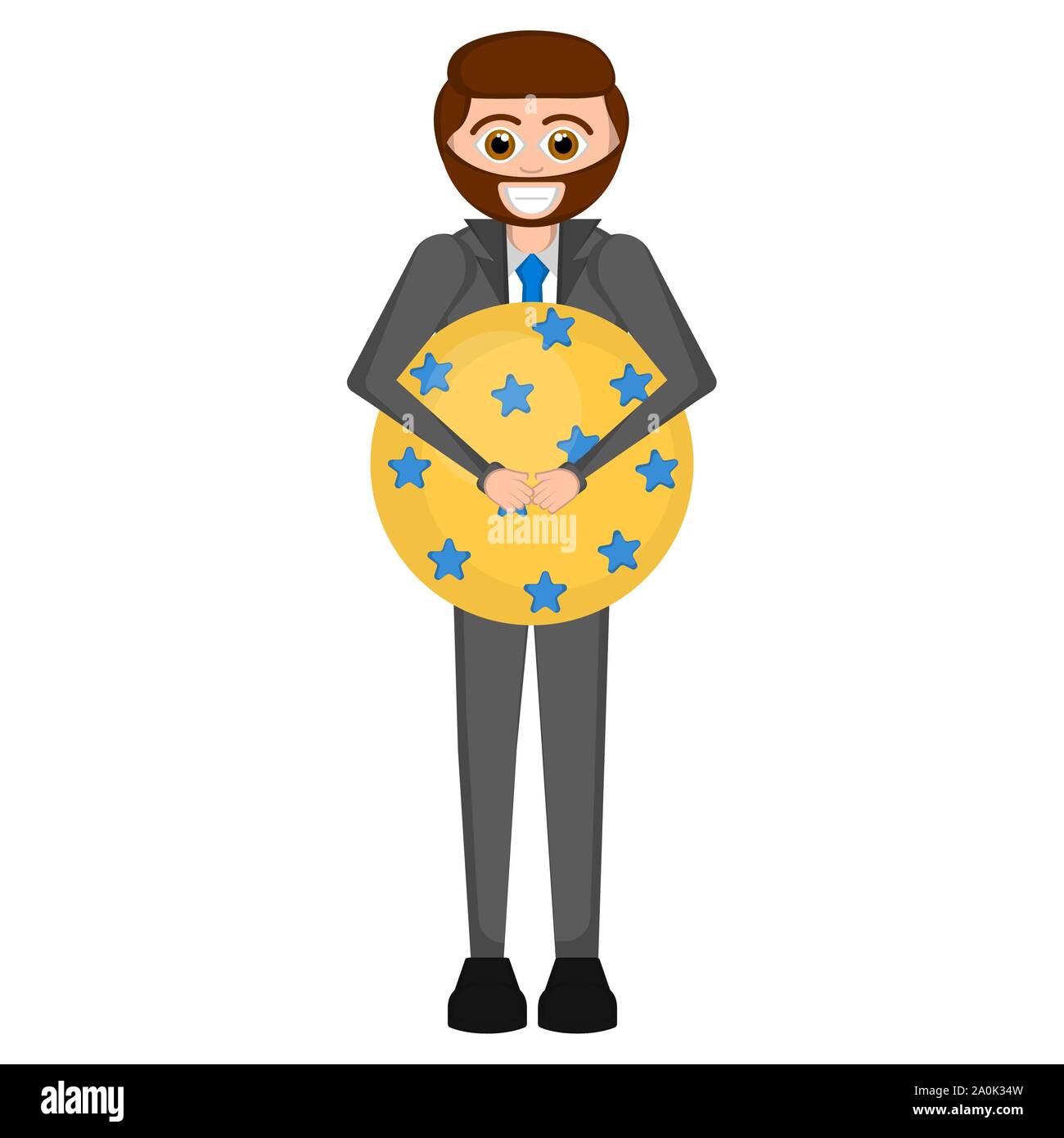 Young man with a big ball. Kidult conceptual illustration - Vector ...