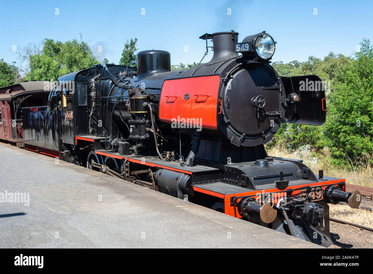 Maldon, Victoria, Australia - March 1, 2017. Historic steam train ...