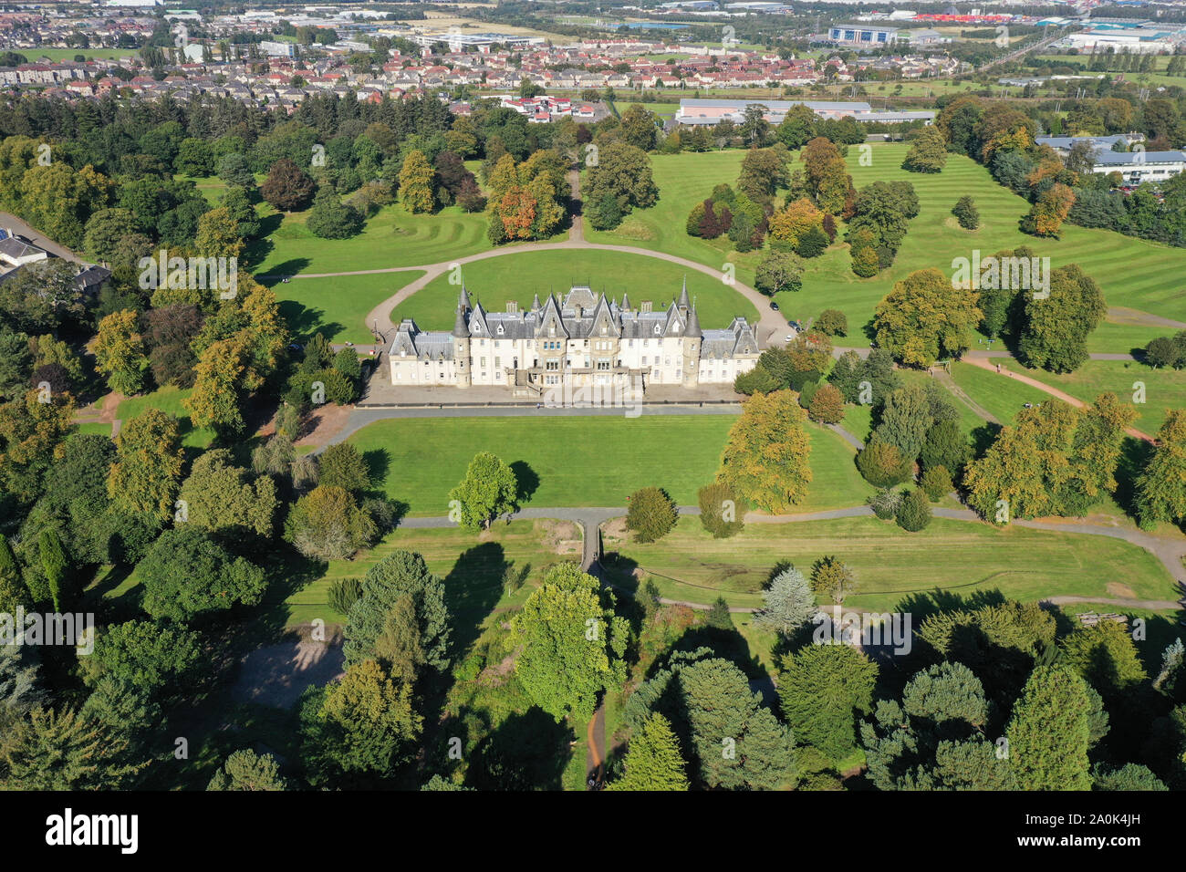 Aerial drone view of Callendar House and Park Falkirk Stock Photo - Alamy