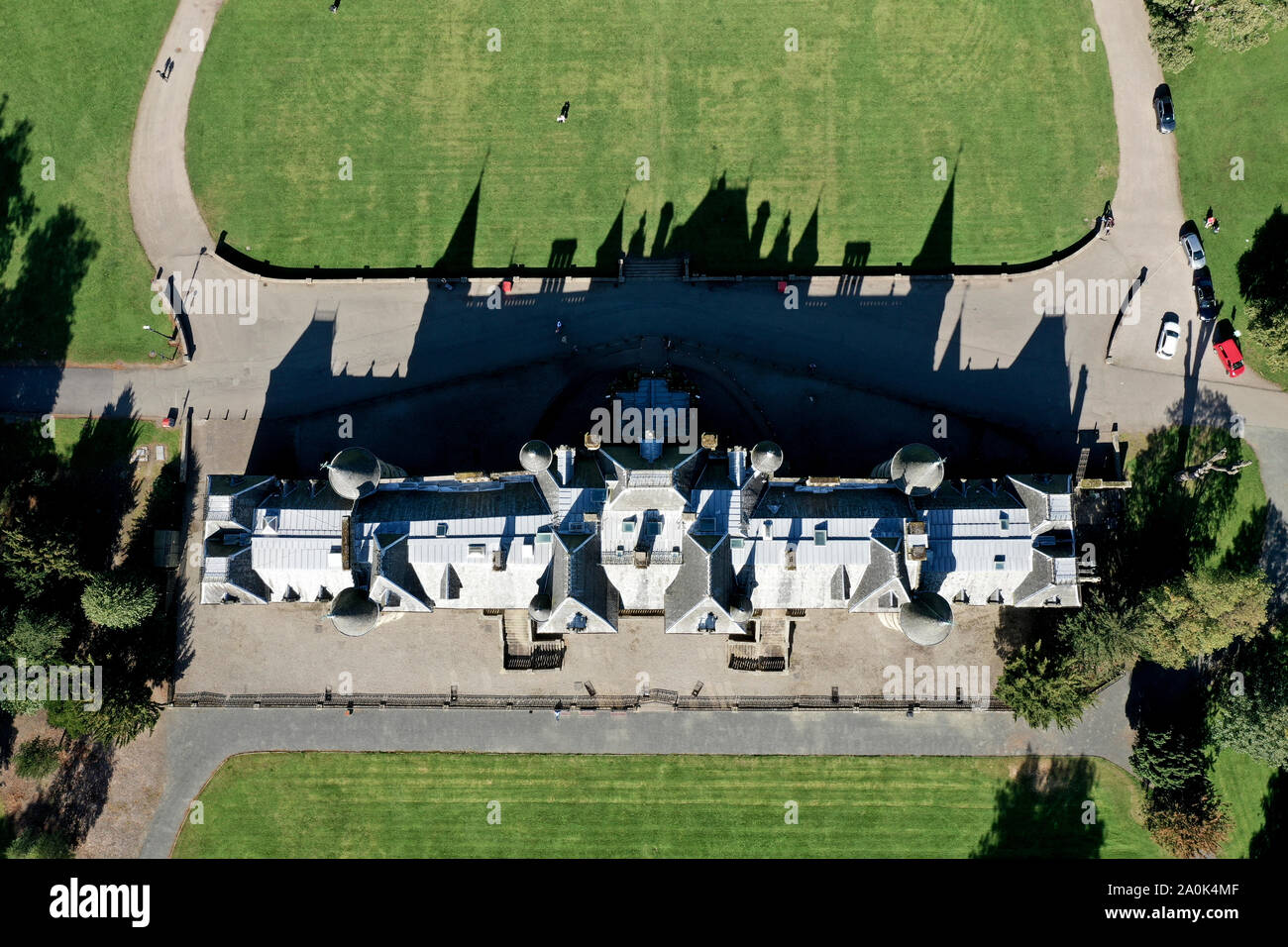 Aerial drone view of Callendar House and Park Falkirk Stock Photo - Alamy