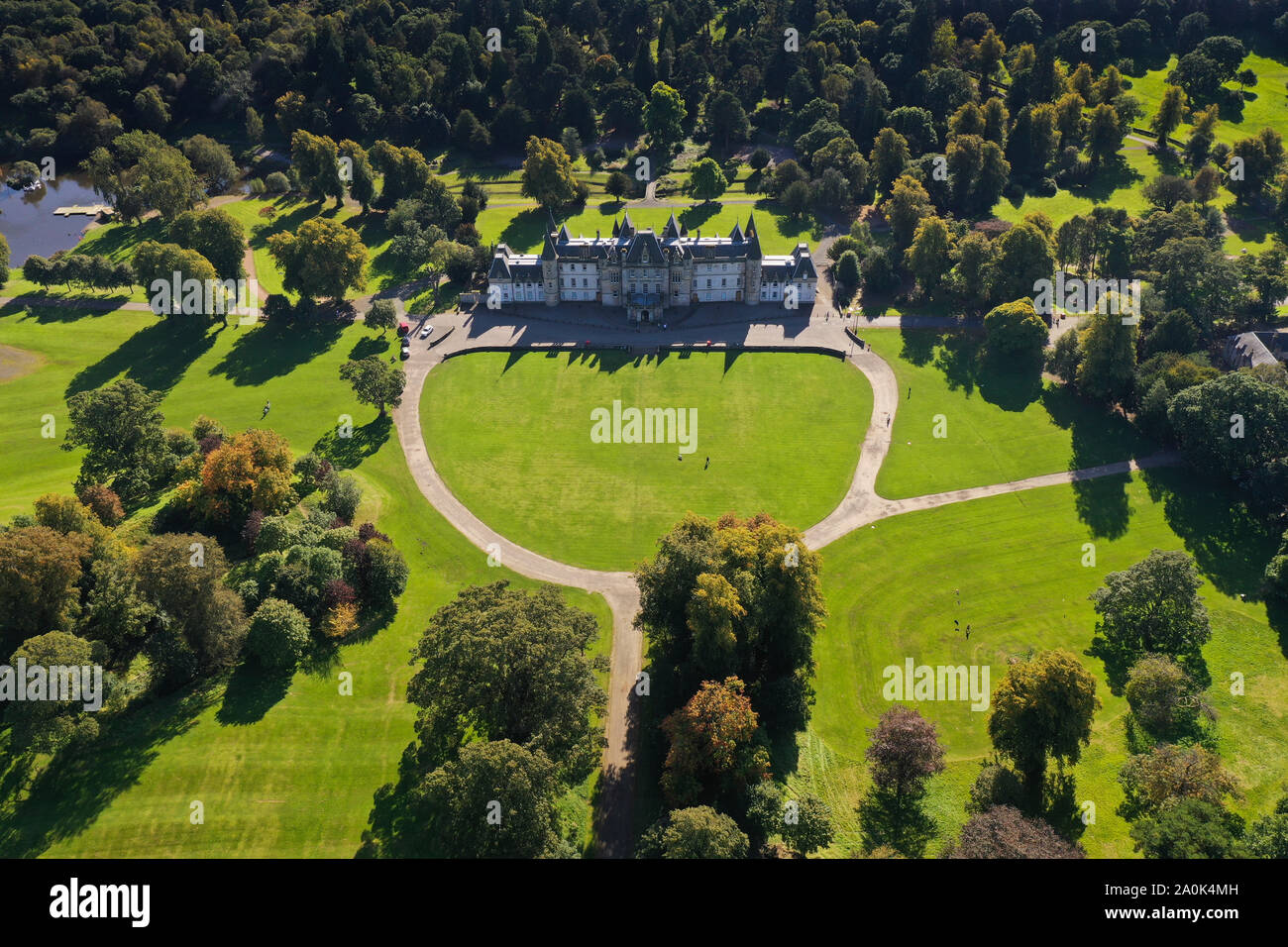 Aerial drone view of Callendar House and Park Falkirk Stock Photo - Alamy