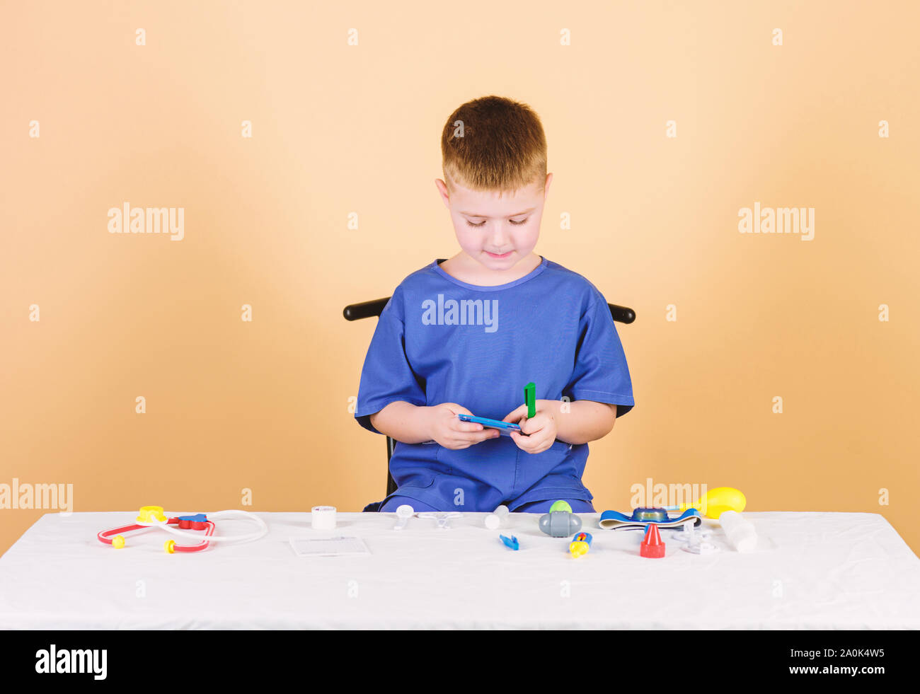 Medical examination. Medical education. Play game. Boy cute child ...