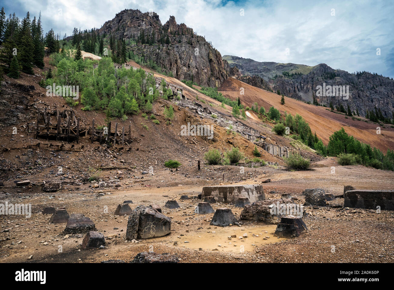 Remnants of the former Eureka mine processing plant a few miles north ...