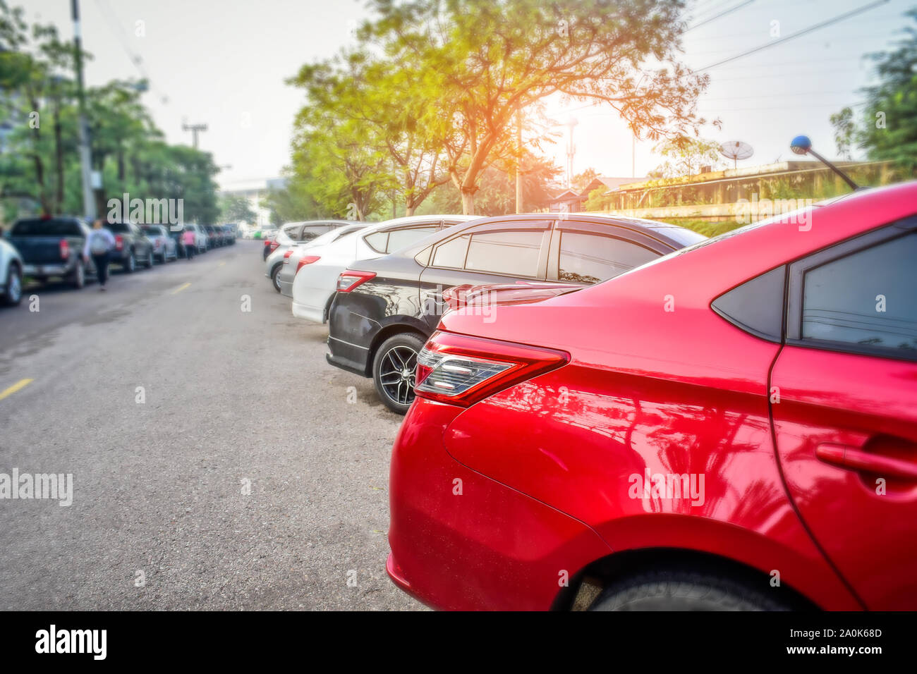 Car parked on street,Car parked on road Stock Photo - Alamy