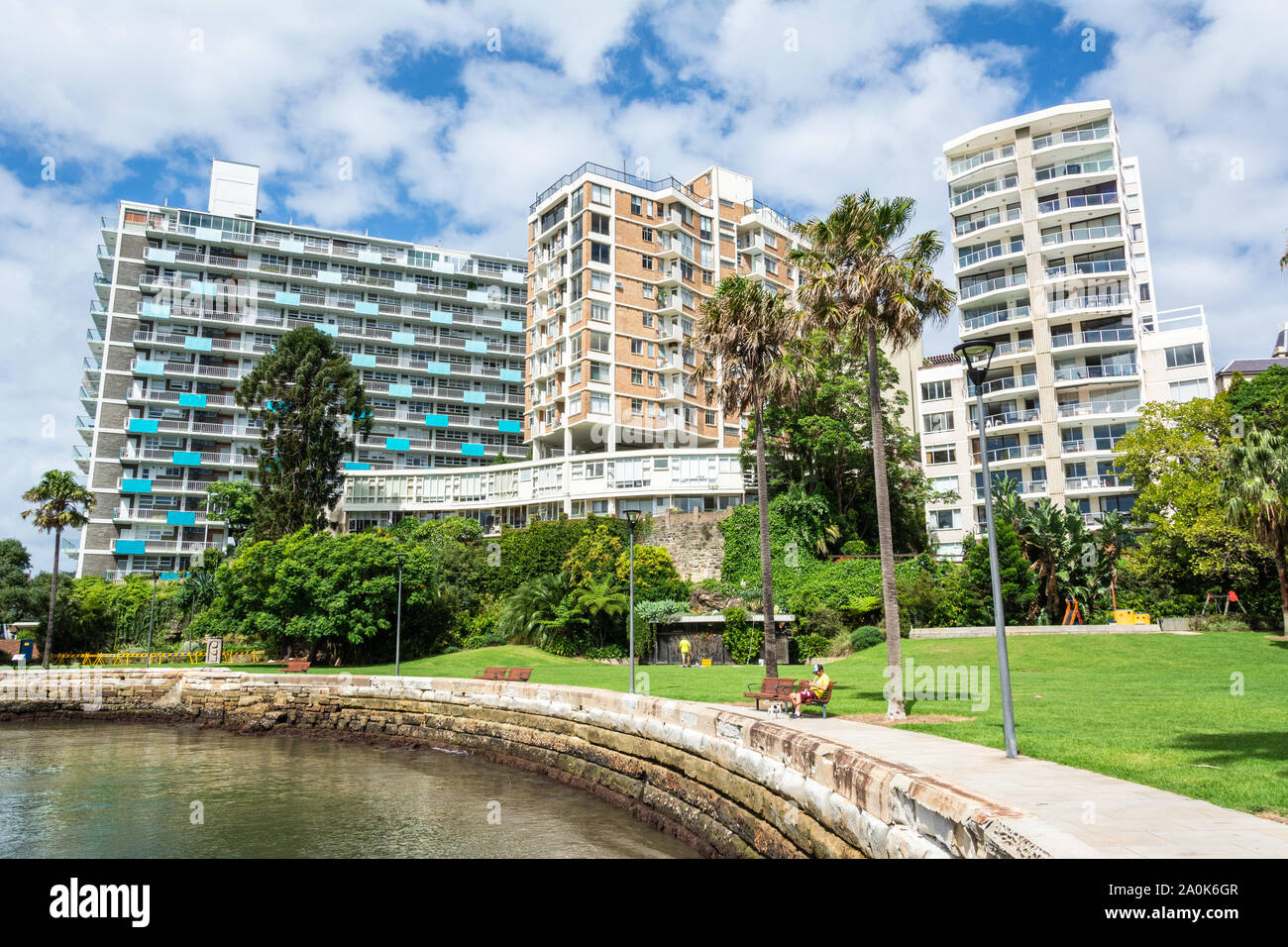 Sydney, Australia - March 10, 2017. View of Elizabeth Bay promenade in ...