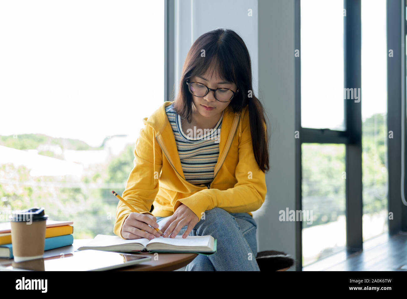 Reading a book. Education, Academic, Learning Reading and Exam concept ...