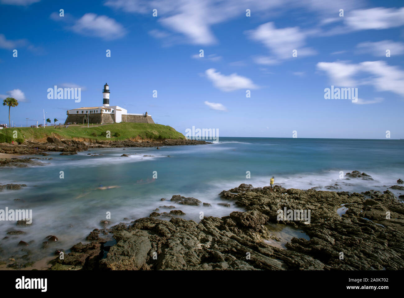 Beach at Lighthouse and Fort Santo Antonio da Barra Stock Photo - Alamy