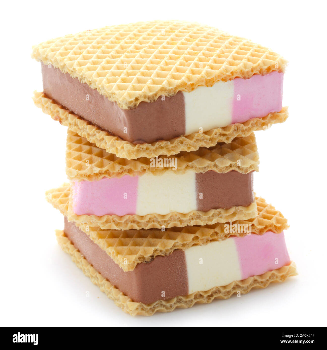 Ice Cream Sandwiches In A Pile Isolated Over White Stock Photo - Alamy