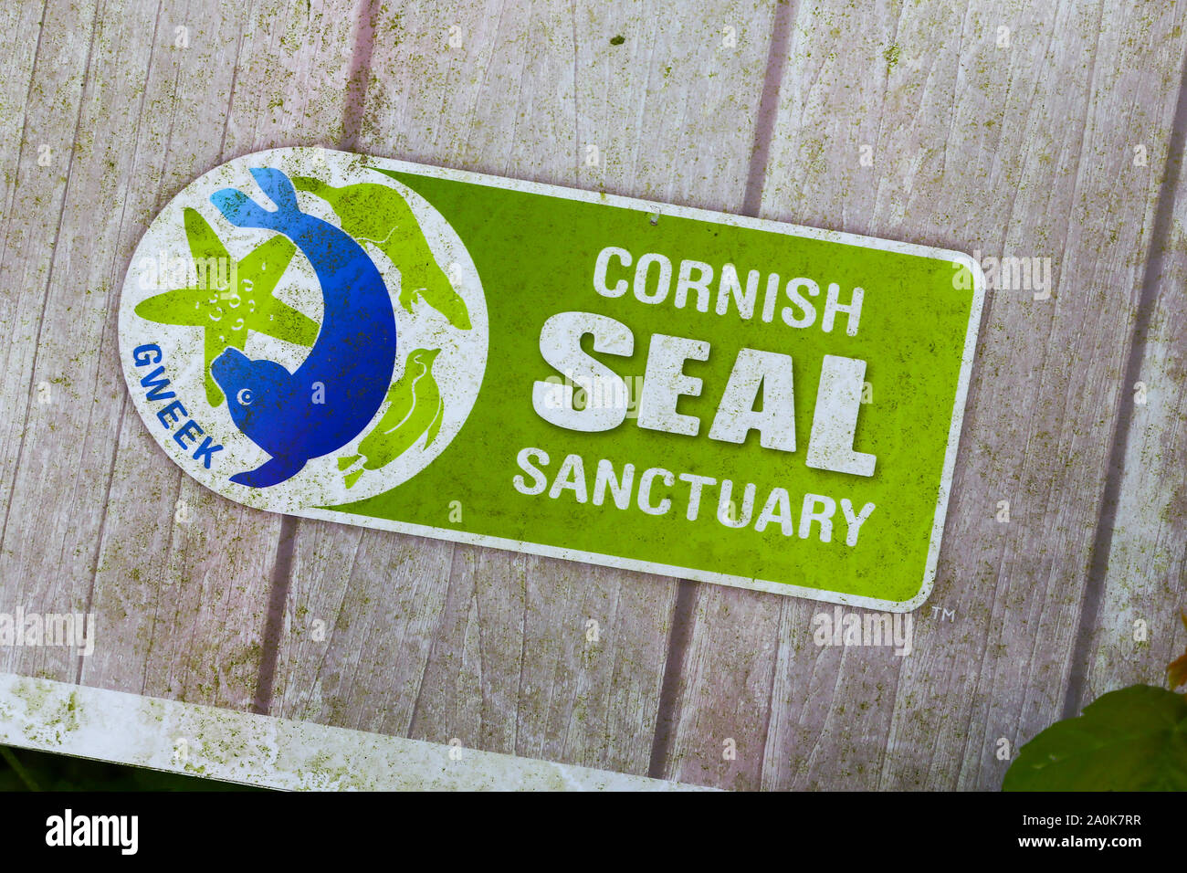 A sign at The Cornish Seal Sanctuary, Gweek, Cornwall, England, UK ...