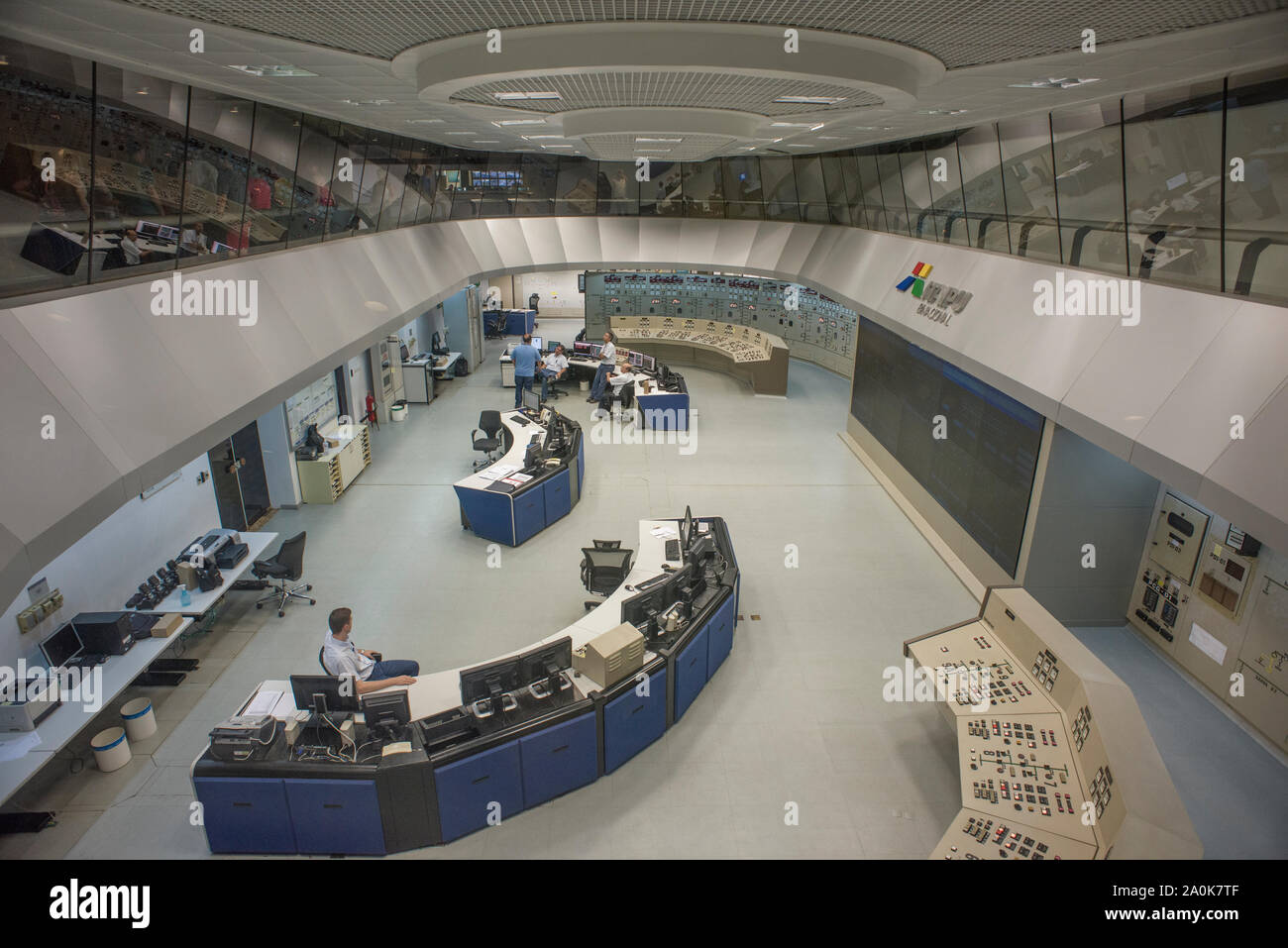 Engineers of Itaipu in the control room Stock Photo - Alamy