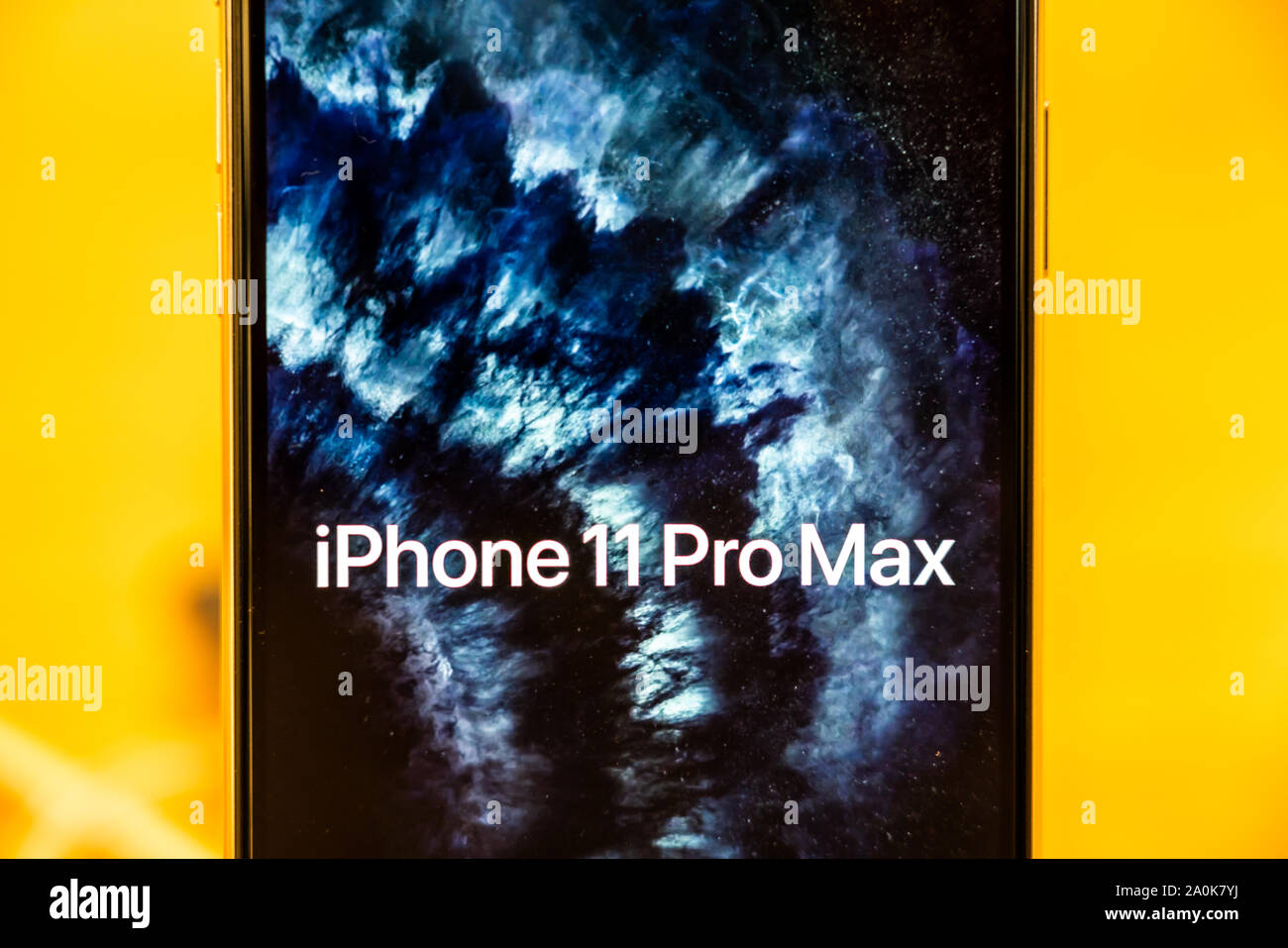 Screen of Apple's new iPhone 11 Pro Max at an Apple retail store at the ...