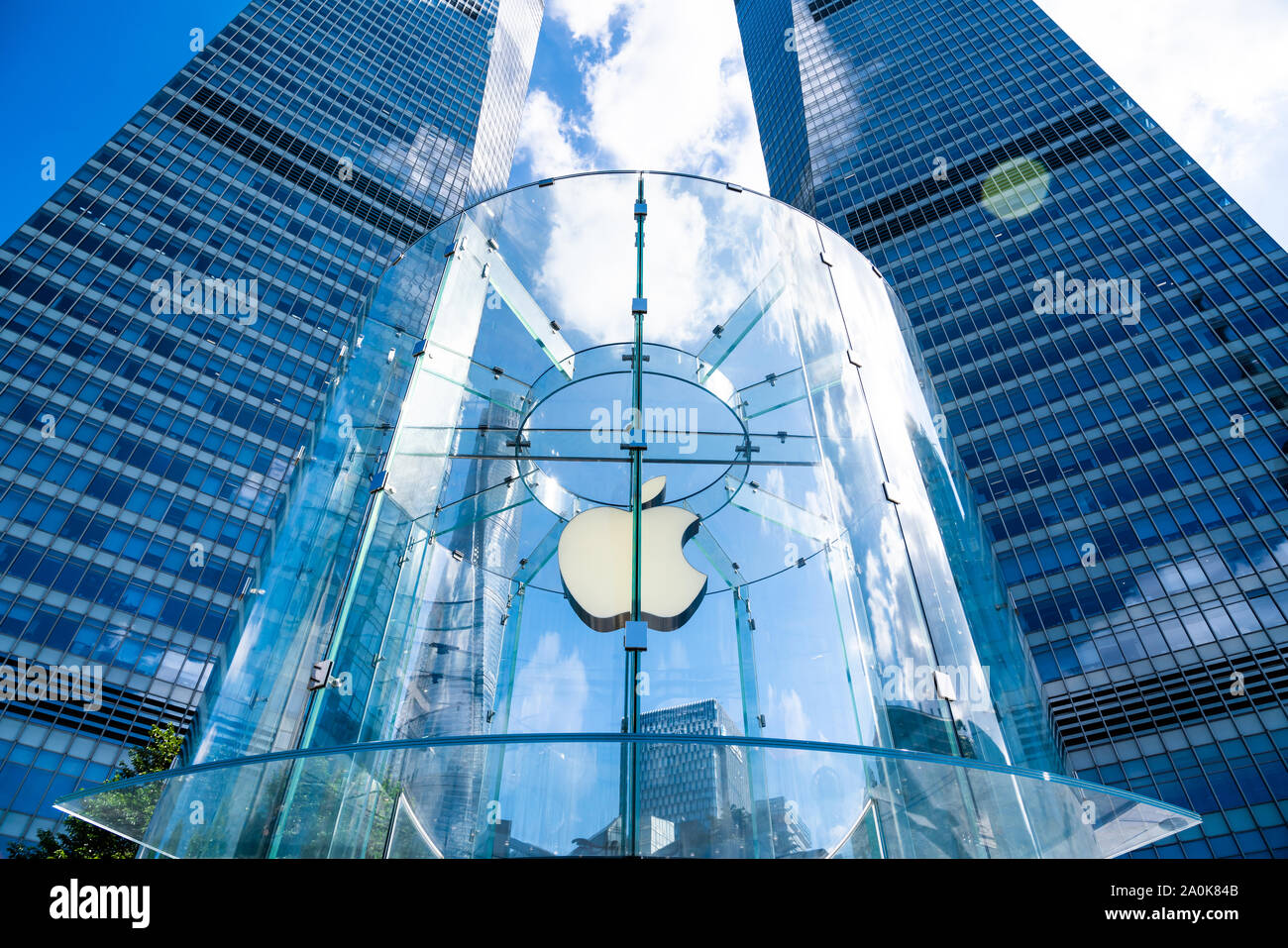 Apple logo seen at an Apple retail store at the IFC Mall in Pudong New ...
