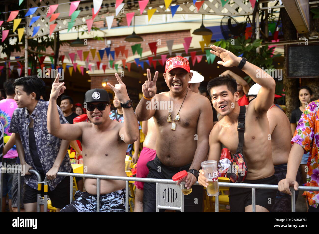 People celebrating the Songkran festival Stock Photo - Alamy