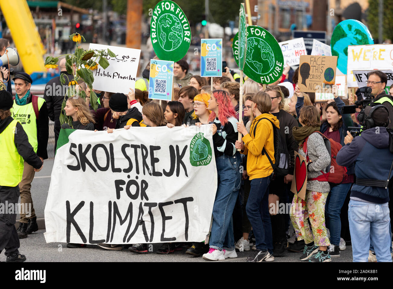 Stockholm, Sweden. 20 September, 2019. Swedish climate activists ...