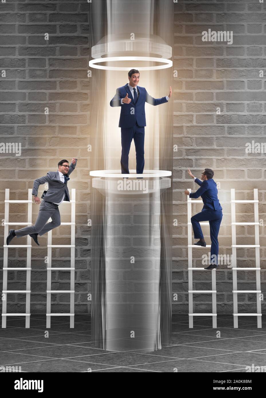 The businessmen in accelerated and fast promotion concept Stock Photo ...