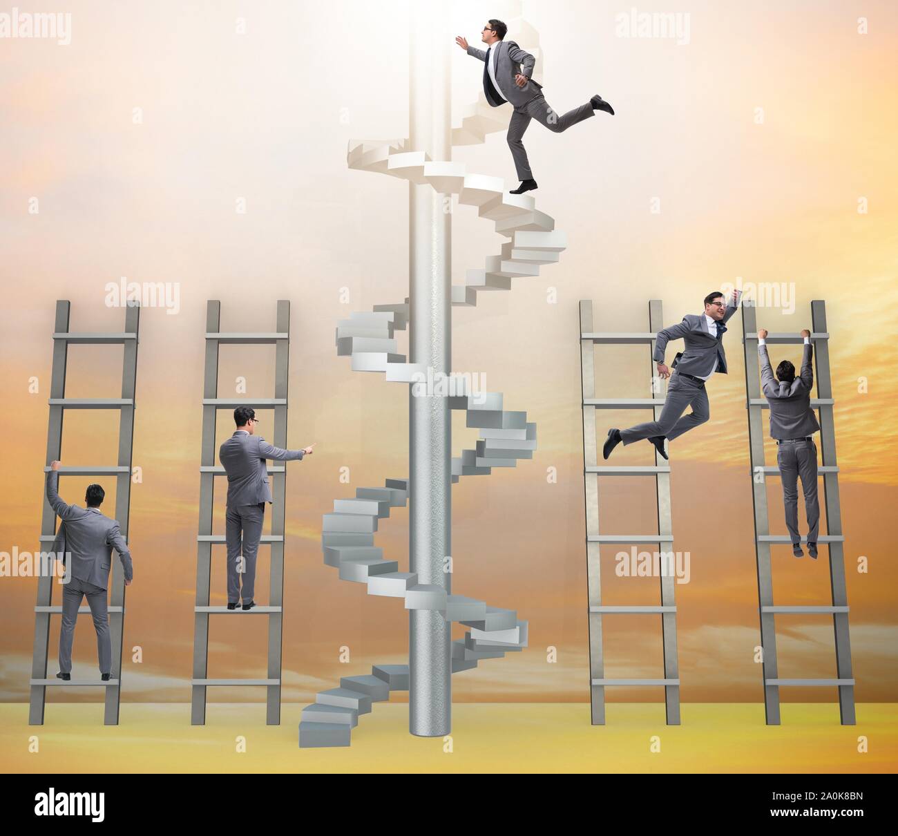 The competition concept with businessman beating competitors Stock ...