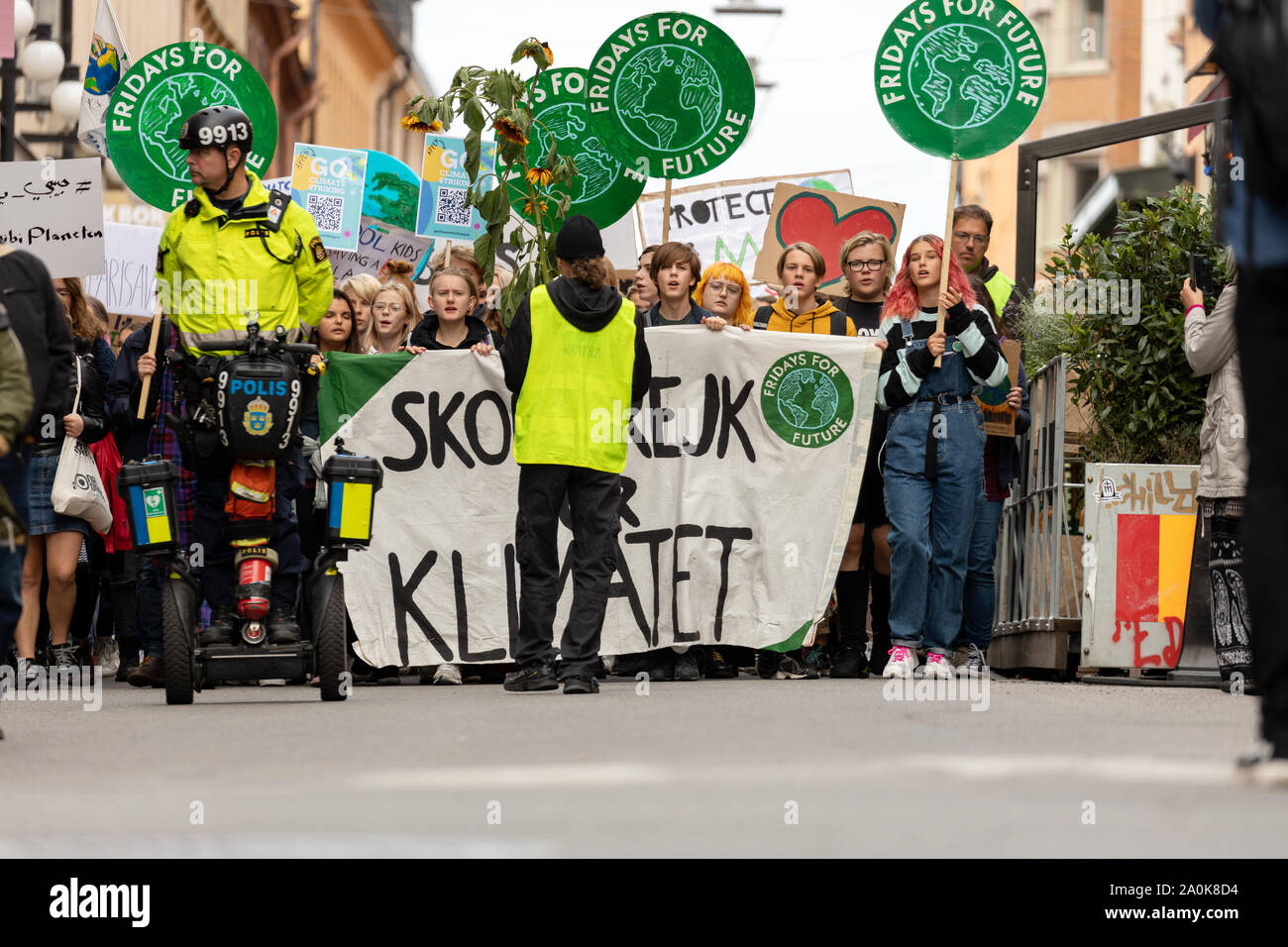 Stockholm, Sweden. 20 September, 2019. Swedish climate activists ...
