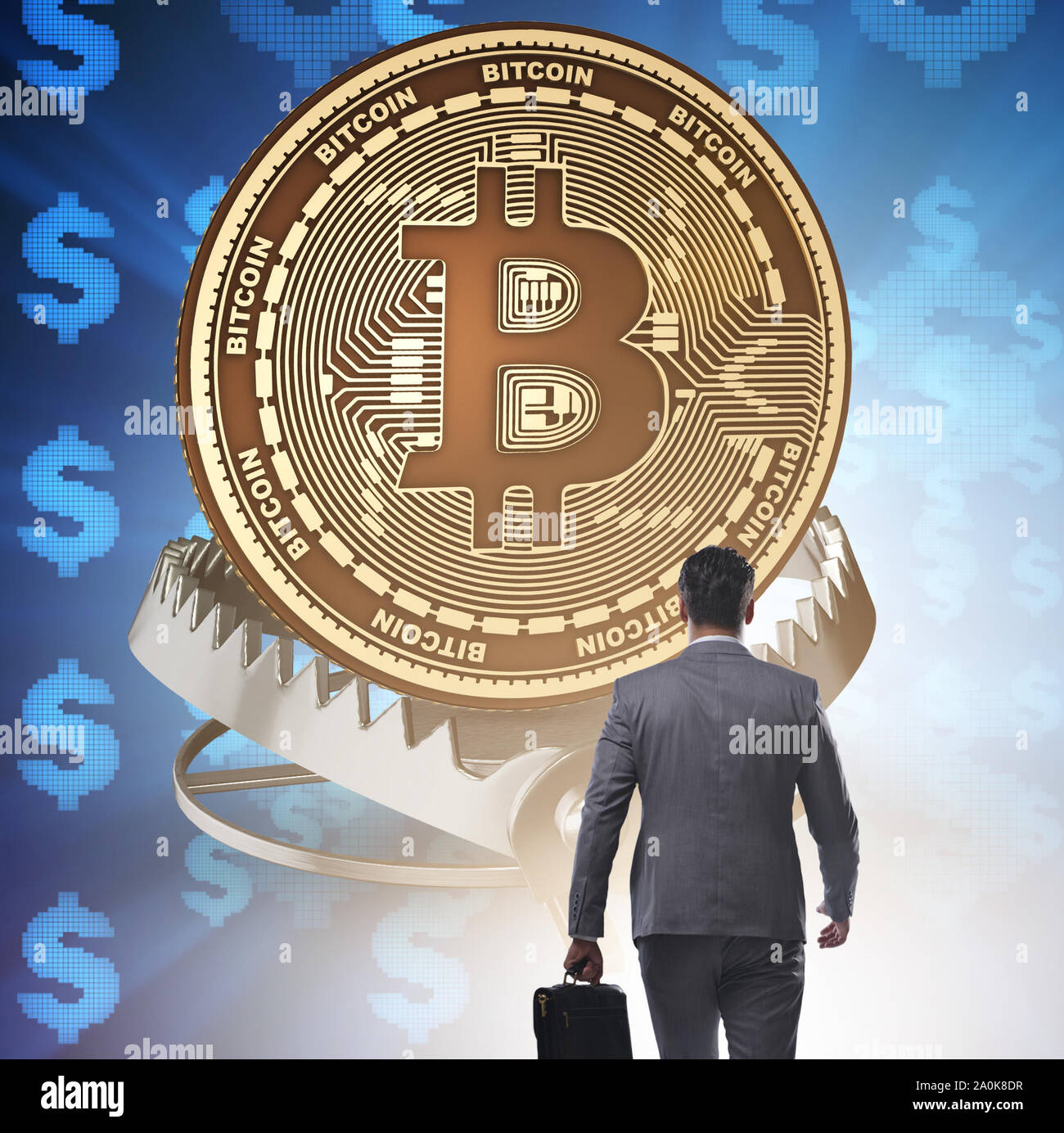 The businessman falling into the trap of bitcoin cryptocurrency Stock ...