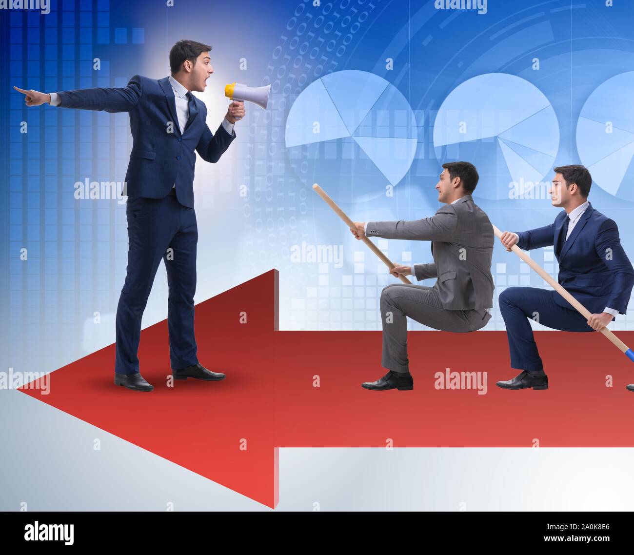 The businessman on line chart in business concept Stock Photo - Alamy