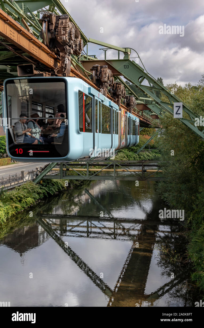 The amazing hanging monorail called the Schwebebahn in Wuppertal, near ...