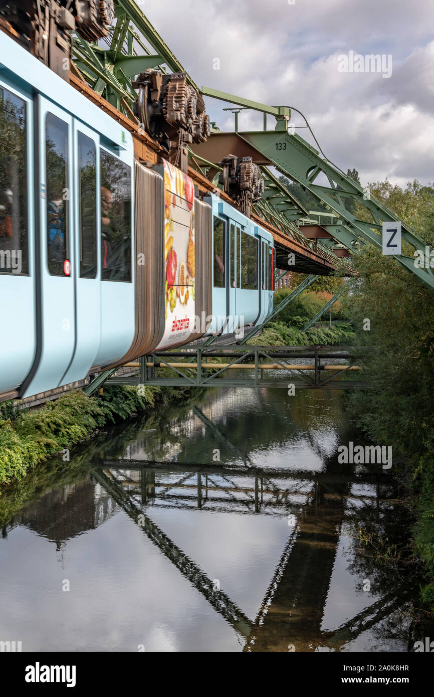 The amazing hanging monorail called the Schwebebahn in Wuppertal, near ...